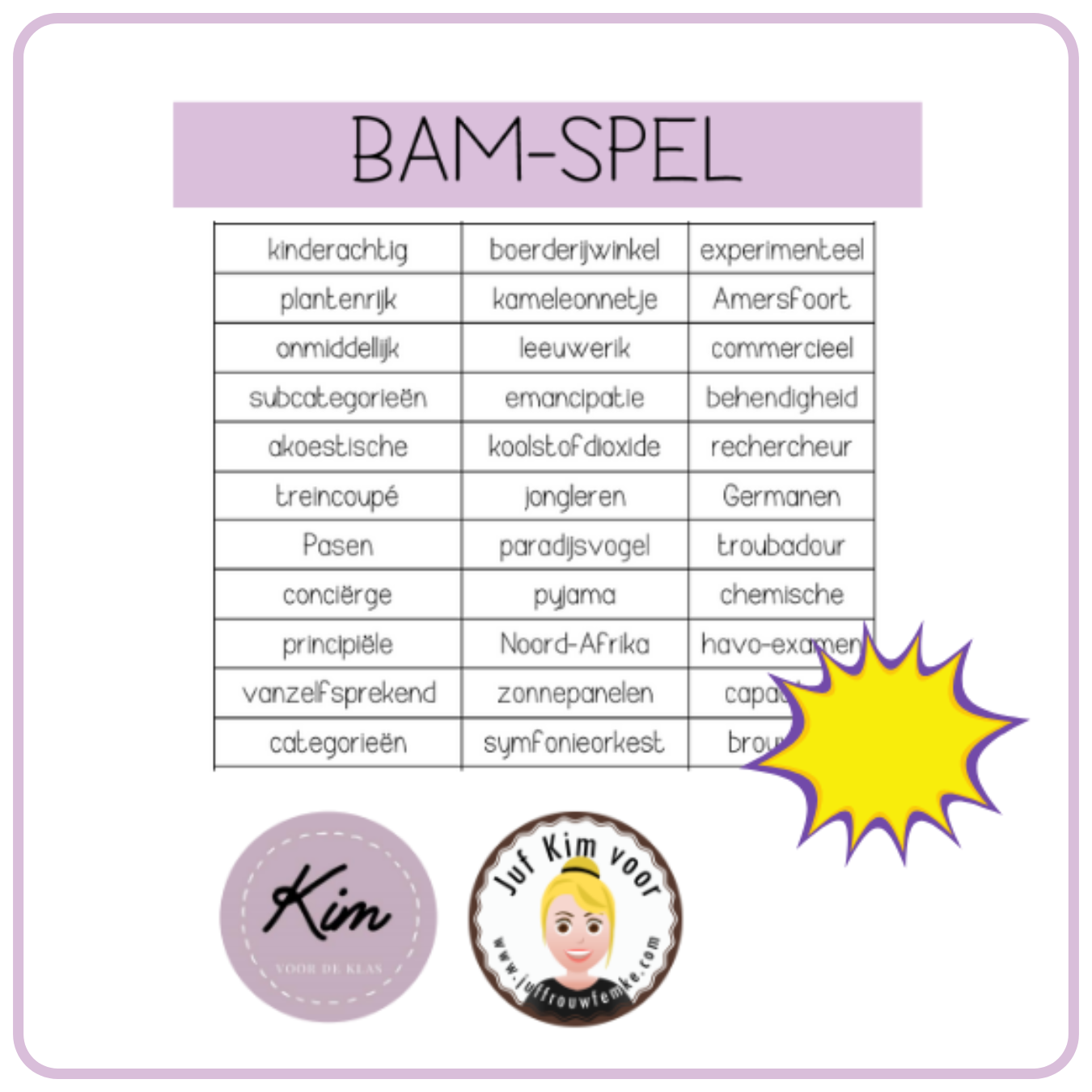 BAM-spel - spelling groep 7/8 - Juffrouw Femke