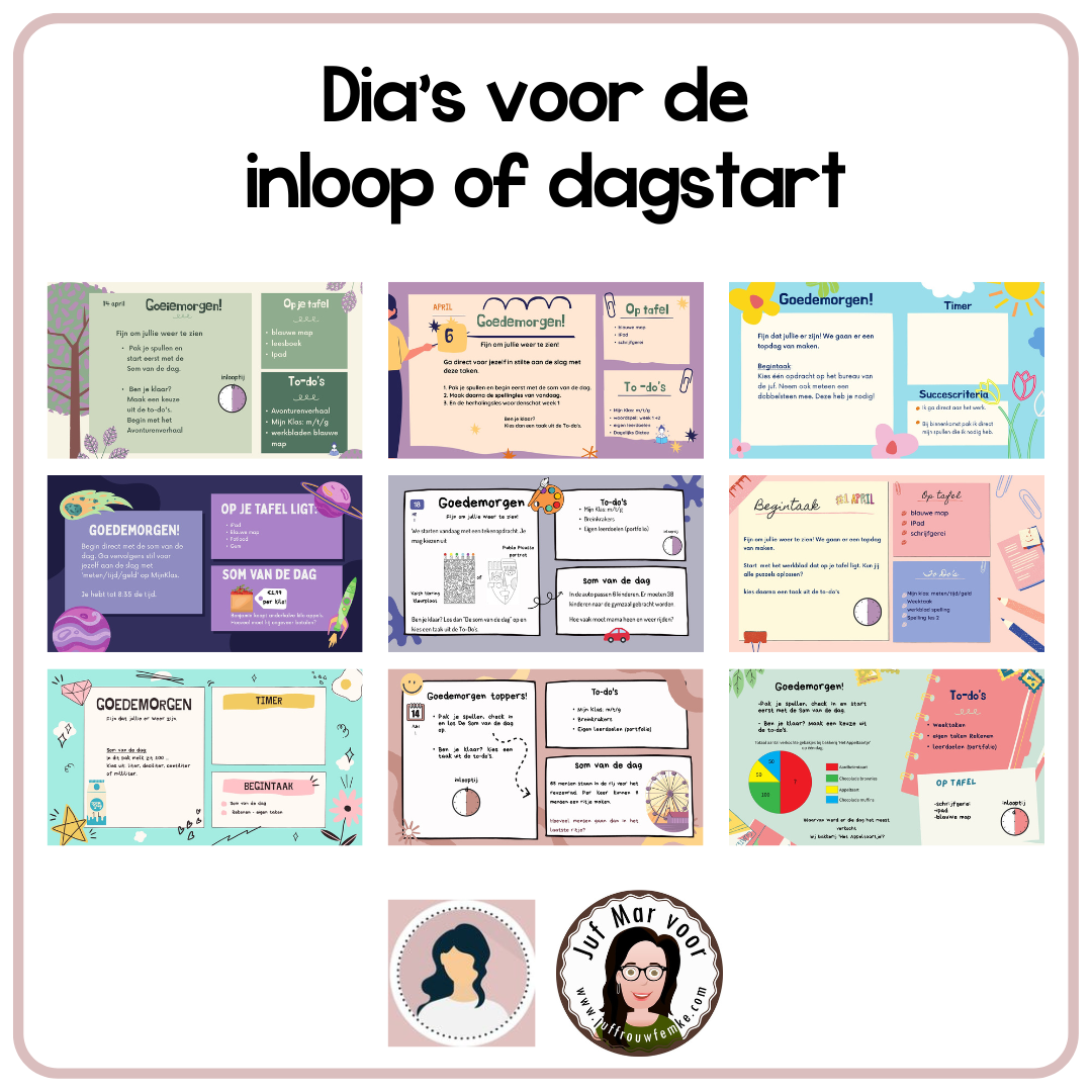 Dia's voor de inloop of dagstart - Juffrouw Femke