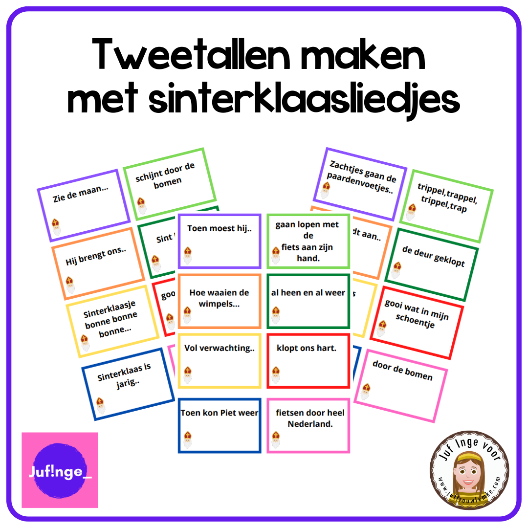 Tweetallen maken met sinterklaasliedjes - Juffrouw Femke