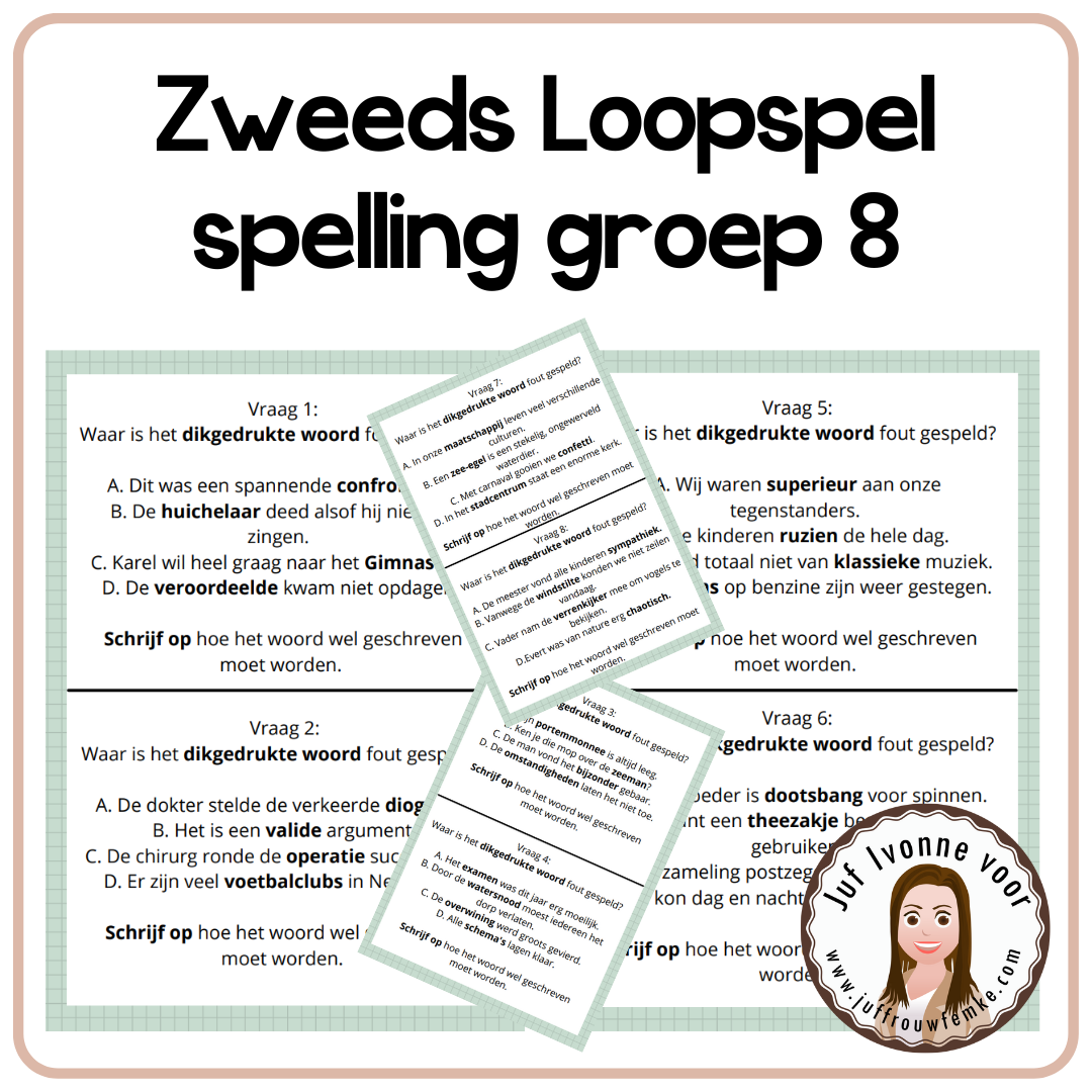 Zweeds Loopspel – spelling groep 8 - Juffrouw Femke
