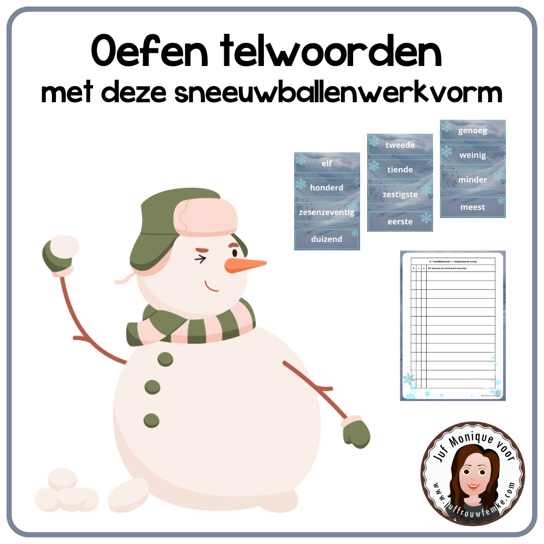 Oefen telwoorden met deze sneeuwballenwerkvorm - Juffrouw Femke