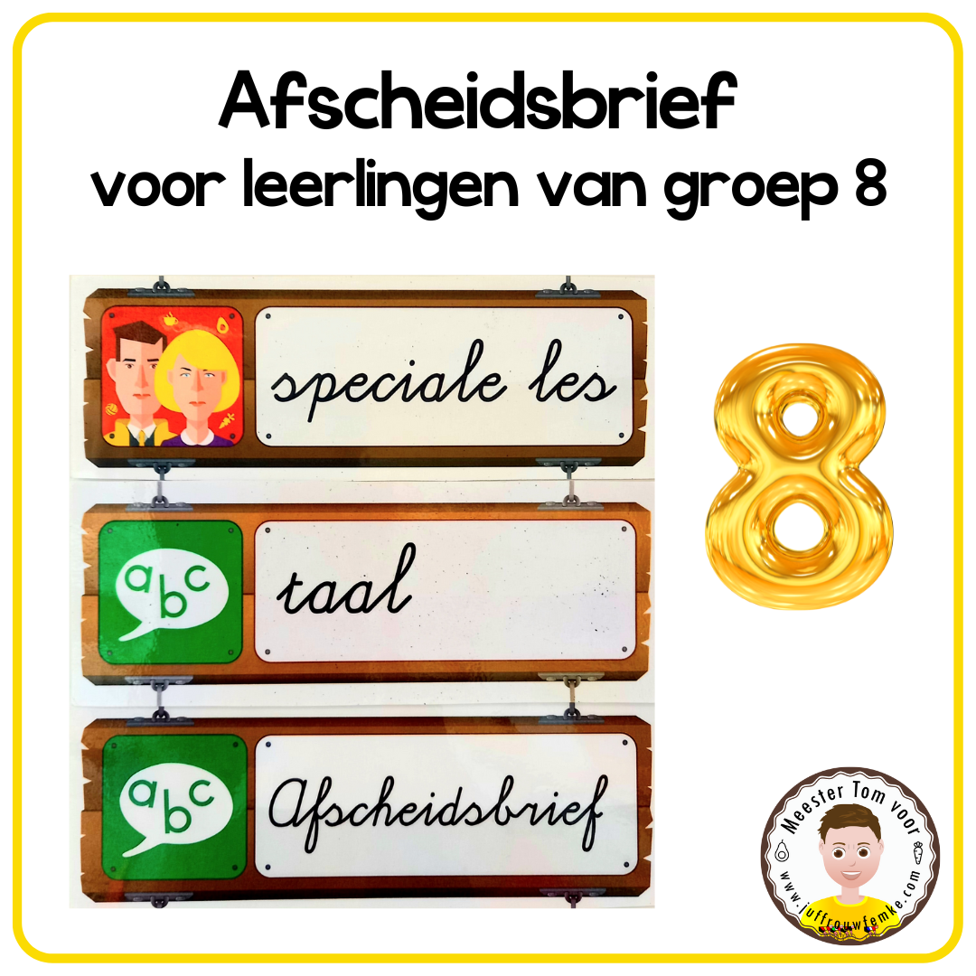 Afscheidsbrief voor leerlingen van groep 8 - Juffrouw Femke