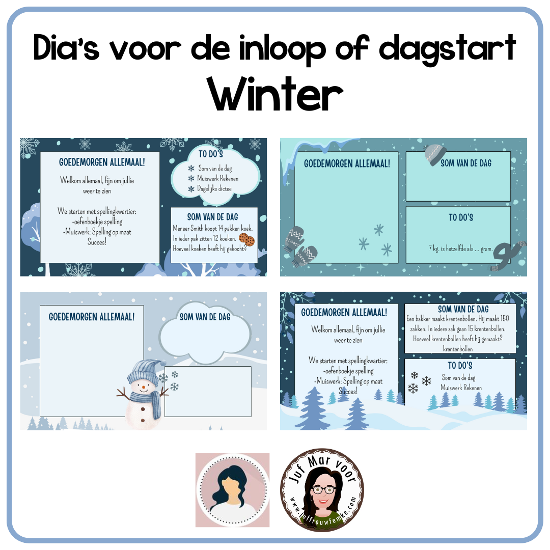 Dia's voor de inloop of dagstart - Winter - Juffrouw Femke