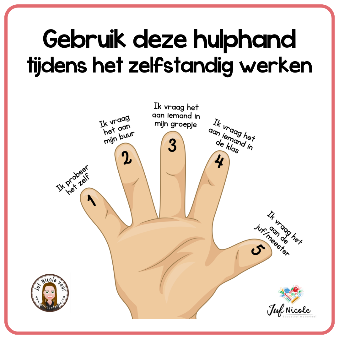 Gebruik deze hulphand tijdens het zelfstandig werken - Juffrouw Femke