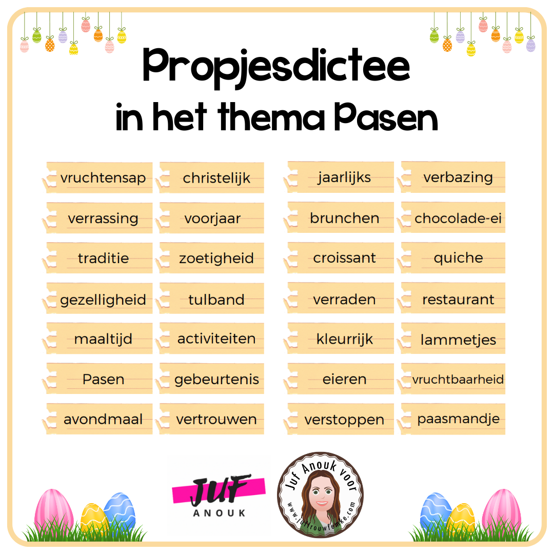 Propjesdictee in het thema Pasen - Juffrouw Femke