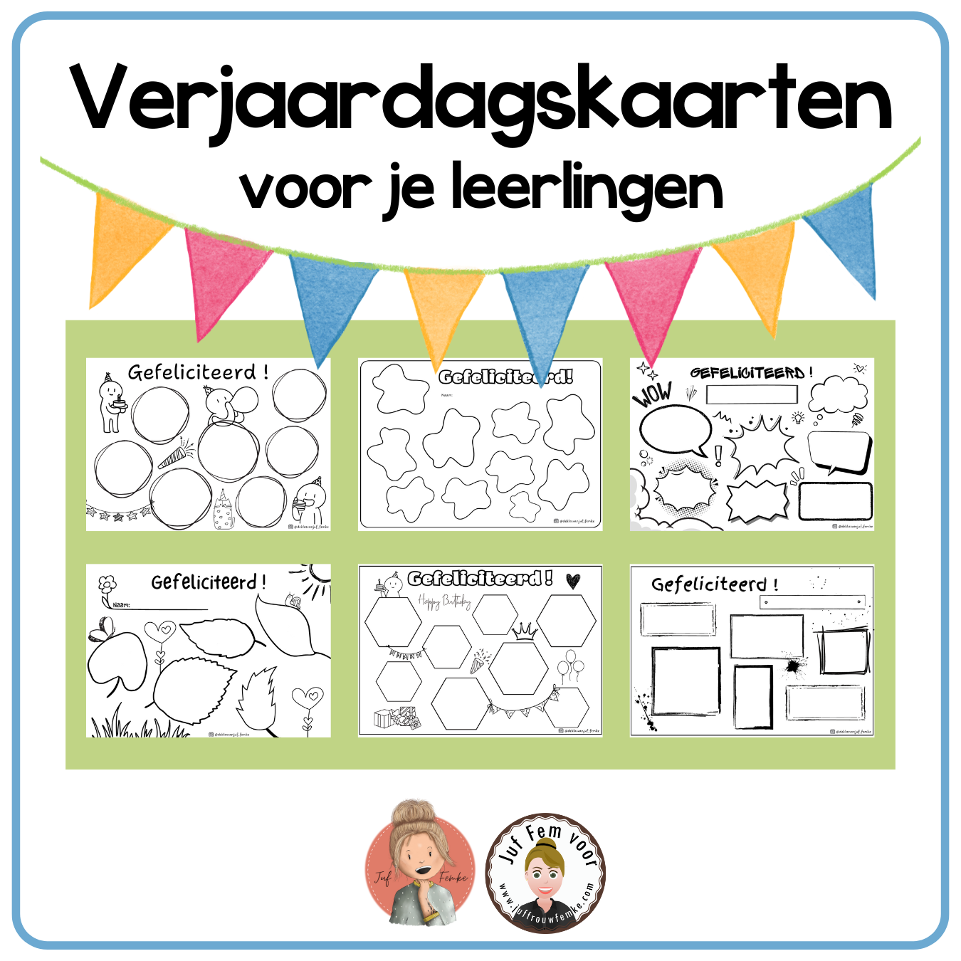 Verjaardagskaarten voor je leerlingen - Juffrouw Femke