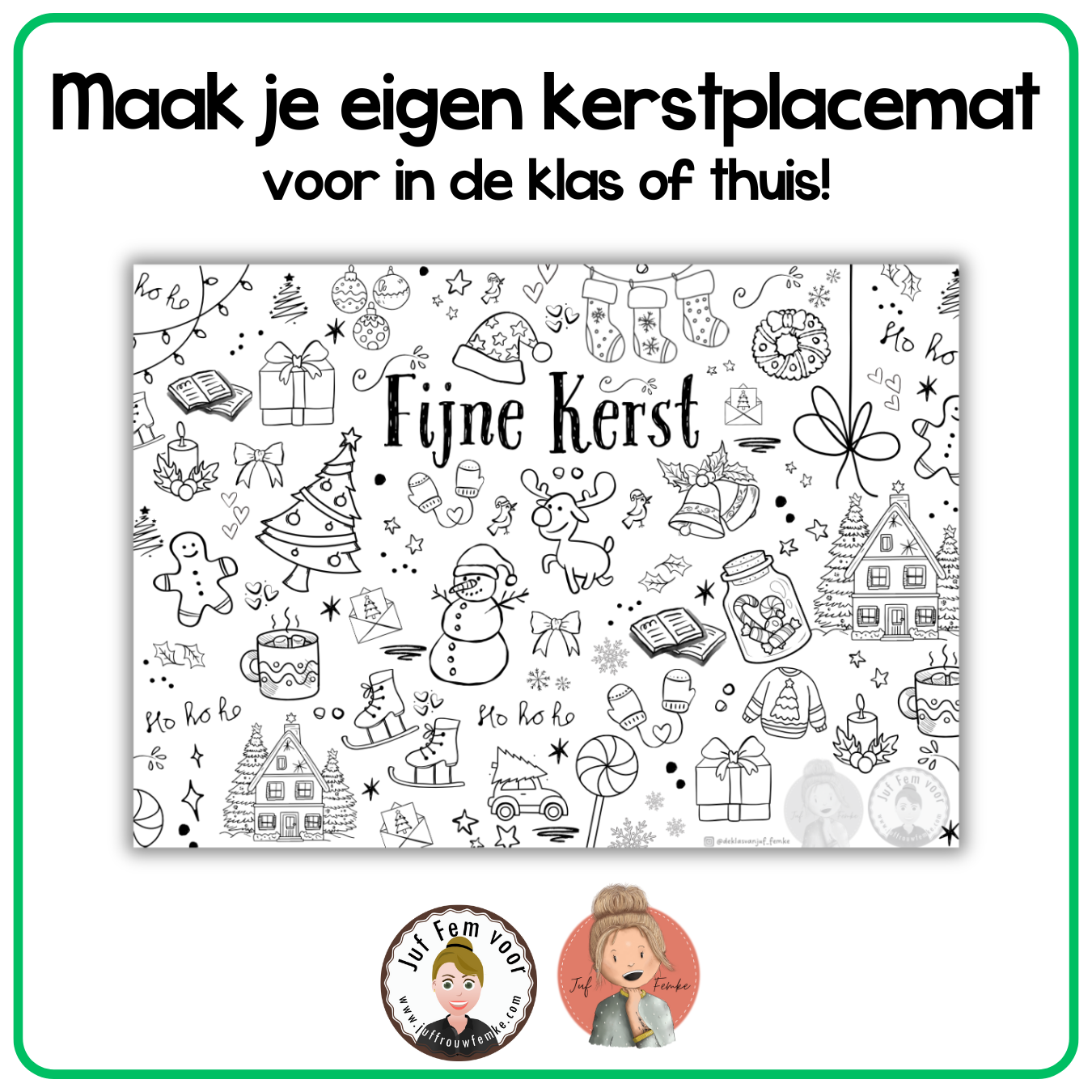 Maak je eigen kerstplacemat voor in de klas of thuis! - Juffrouw Femke