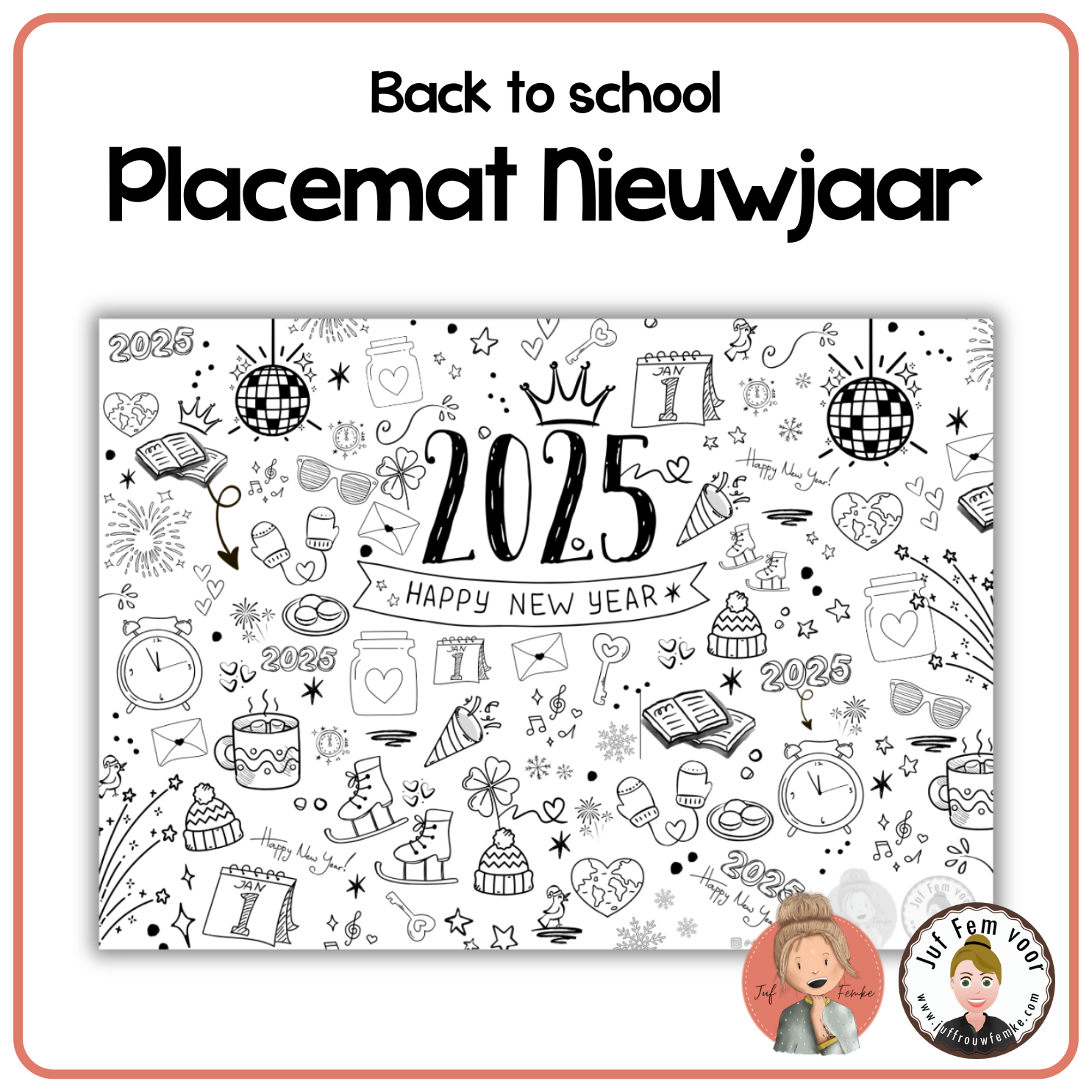 Back to school - Placemat Nieuwjaar - Juffrouw Femke