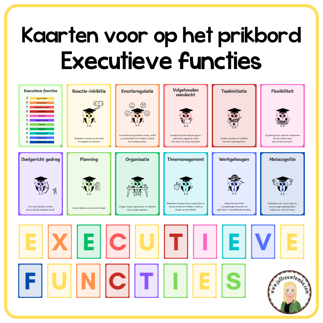Kaarten voor op het prikbord - Executieve functies - Juffrouw Femke