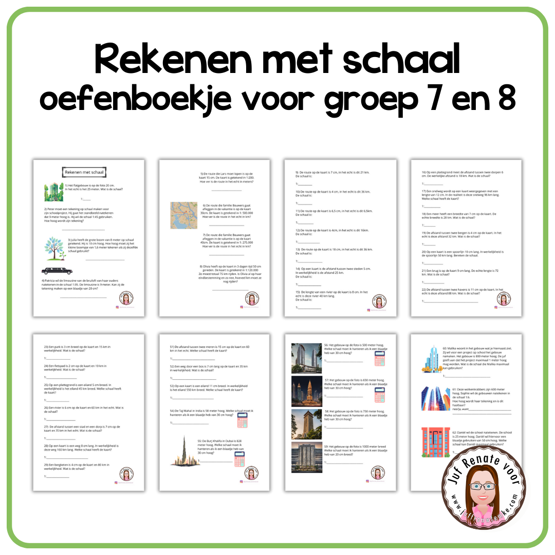 Rekenen met schaal: oefenboekje voor groep 7 en 8 - Juffrouw Femke